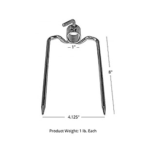 TITAN GREAT OUTDOORS Pair Dual Prong Rotisserie Forks for 1" Round Spit Rod Shoulder, Stainless Steel Fork Set
