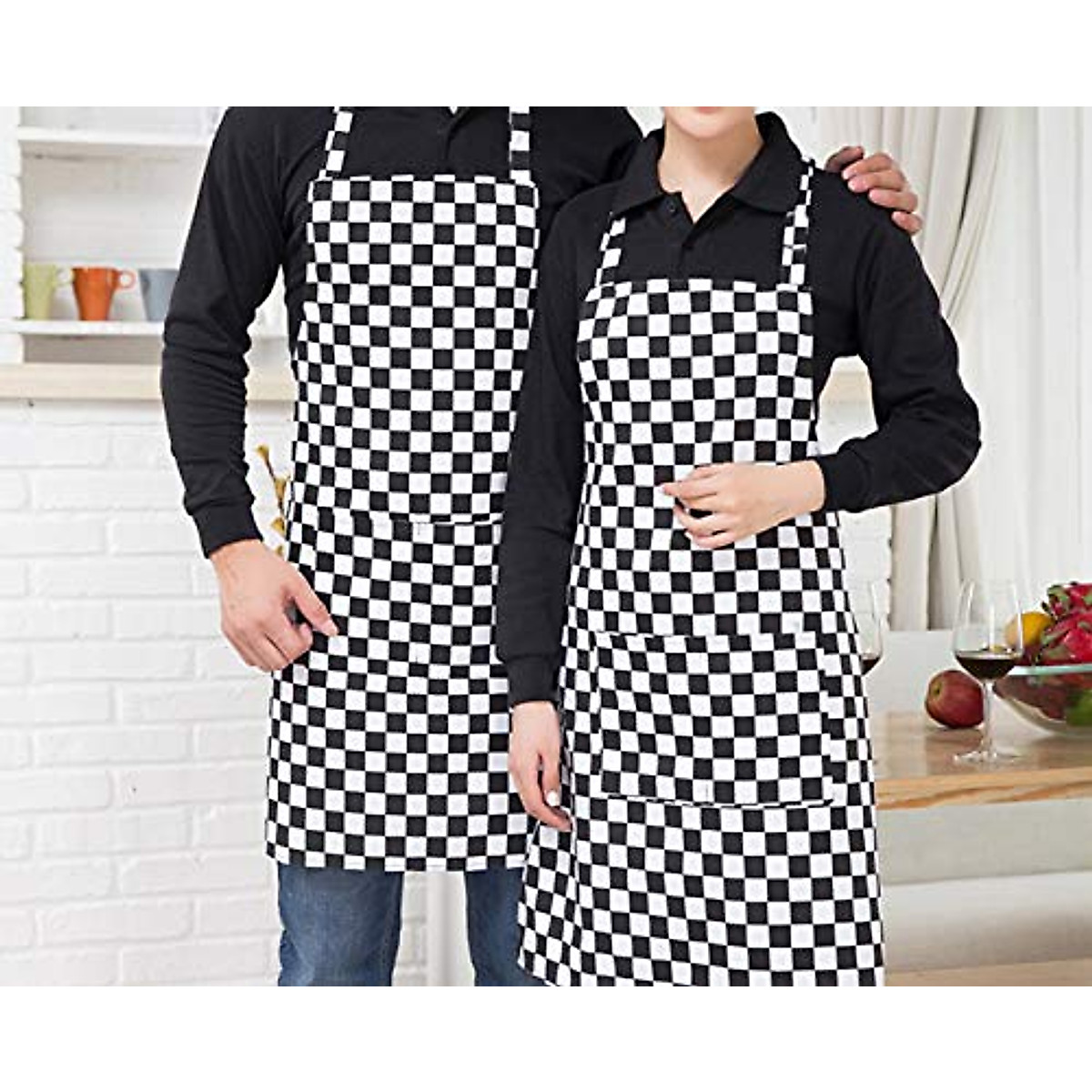 QCWQMYL 2 Set Grill Aprons for Men Waterproof Resistant Rain Bibs Apron Women with Pockets Back Straps for Kitchen