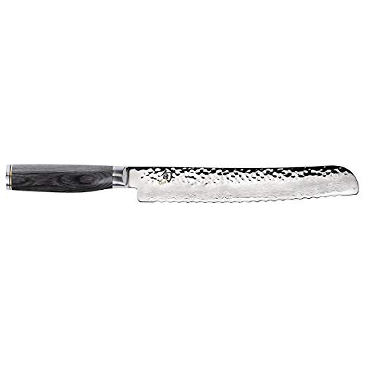Shun Cutlery Premier Grey Bread Knife 9”, Long Serrations Glide Through Bread, Hammered TSUCHIME Finish, Ideal for Cakes and Pastries, Authentic, Handcrafted, Japanese Serrated Kitchen Knife