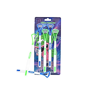 Troll Tongue-Tongue Scrapers-Dual Action Tongue Scraper to Reduce Bad Breath-Medical Grade Tongue Sweepers for Kids, Reusable Tongue Cleaners Set with Varying Colors - 4 Pack