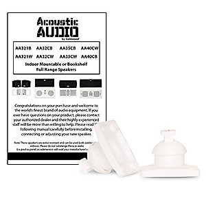 Acoustic Audio AA321W Mountable Indoor Speakers 400 Watts White Bookshelf Pair