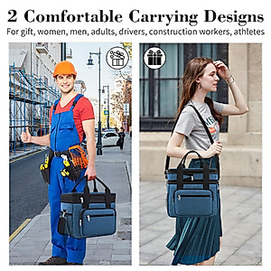 23L Extra Large Expandable Insulated Cooler Lunch Box for Men Double Deck Leakproof Heavy Duty Lunch Bag with 4 Ice packs&2 Snack Bags for Adult/Construction/Women/Work/Picnic/Camping - Blue