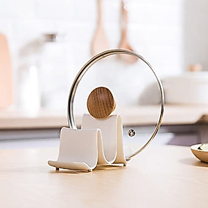1 Piece Plastic Wavy-Shape Pot Lid Holder Stand Cooking Tools Storage Racks for Kitchen Cupboard Organizer Rack Holder (White)