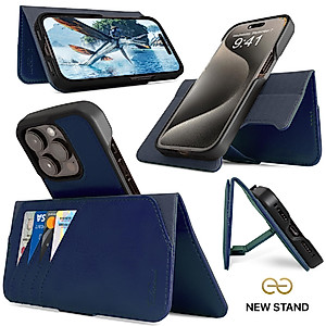 Dreem Fibonacci Wallet Case for iPhone 15 Pro | 2-in-1 Detachable Vegan Leather Cover with Built-in Kick-Stand, RFID Blocking Card Holder, MagSafe Compatible [Royal]
