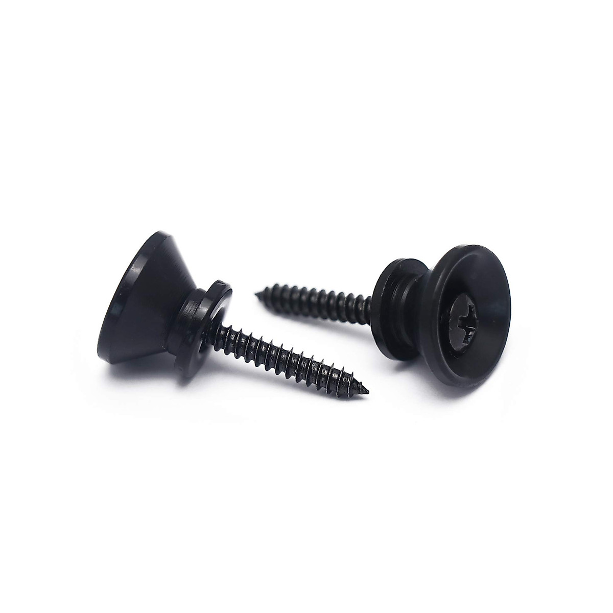 Metallor Guitar Strap Buttons Metal Guitar Strap Locks End Pins with Mounting Screws for Folk Acoustic Electric Guitar or Bass Ukulele Set of 2Pcs Bell Style. (Black)