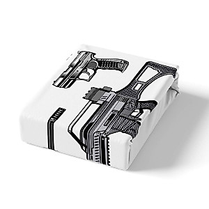 Feelyou Guns Bedding Set Firearms Ammunition Duvet Cover Set for Kids Boys Teens Submachine Gun Sniper Rifle Comforter Cover War Theme Quilt Cover Bedroom Collection 3Pcs King Size