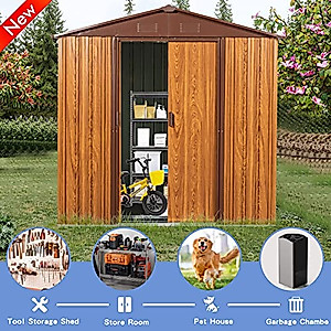 SNIFIT Upgraded Version & Stronger 6 Ft. W X 6 Ft. D Metal Outdoor Patio Storage Shed, More Weather Resistant Garden Storage Shed Utility Tool Shed Storage House with Door and Lock (Easier Assembly)