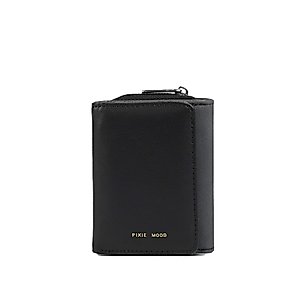 Pixie Mood Candice 4 x 3.25 Vegan Leather Zippered Tri-Fold Wallet, Black