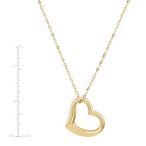 Welry Heart Pendant Slider Necklace for Women, 14K Yellow Gold, Jewelry Gift Idea, 17"