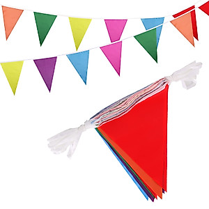 Reusable Pennant Banner, 30 Foot Rainbow String Flags, Kids Birthday Party Decoration, Carnivals, Indoor and Outdoor Events