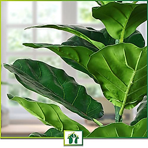 CROSOFMI Artificial Fiddle Leaf Fig Tree 35 Inch Fake Ficus Lyrata Plant with 28 Leaves Faux Plants in Pot for Indoor Outdoor House Home Office Garden Modern Decoration Perfect Housewarming Gift，2Pack