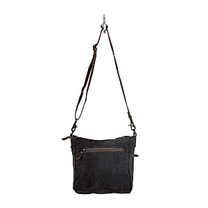 Myra Bag Chevron Patterned Cross-Body Bag Upcycled Cotton & Leather S-3069