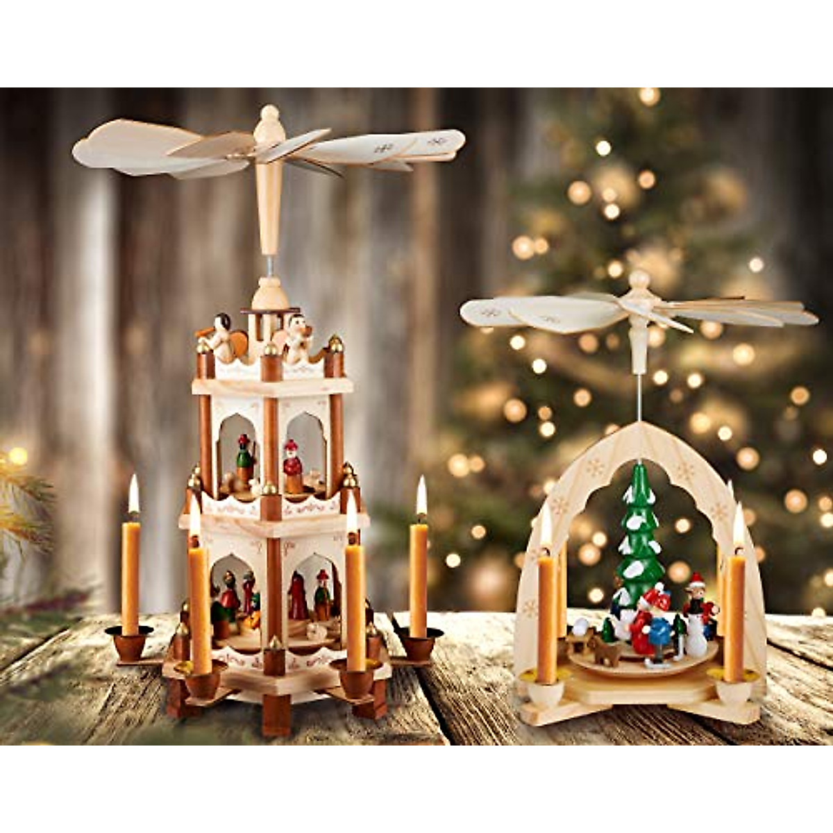 BRUBAKER 100% Beeswax Tree Candles - Pack of 20 - Honey Colored - 3¾ x ½ Inches (9.5 x 1.27cm) - Made in Europe - Pyramids, Carousels & Chimes