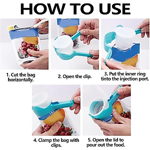 OYCBUAZY 2024 bag clips with pour spout，snack clips that pour，bag clips for food，bag clips for food storage (color mixing)