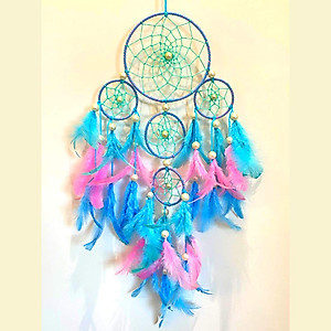 Rooh Dream Catcher ~ Pastel 4 Tier ~ Handmade Mandala Hangings for Positivity (Can be Used as Home Décor Accents, Wall Hangings, Garden, Car, Outdoor, Yoga Temple, Windchime)