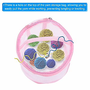PATIKIL Yarn Storage Bag, 2 Pack Portable Crochet Knitting Bag Case Skein Ball Holder Mesh Organizer Crocheting Tote for Sewing Craft Projects, Pink