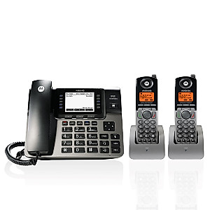 Motorola ML1002H DECT 6.0 Expandable 1 to 4 Lines Business Phone System with Voicemail, Digital Receptionist and Music on Hold, Black, 2 Handsets