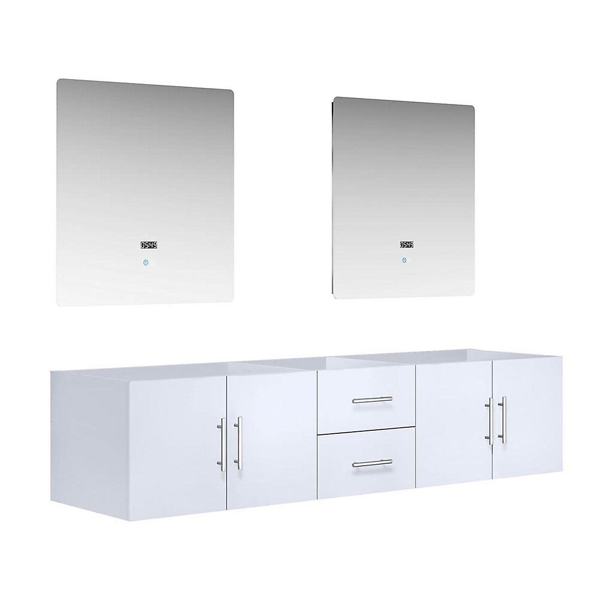 Lexora Geneva 80 in. W x 22 in. D Glossy White Double Bath Vanity and 30 in. LED Mirrors