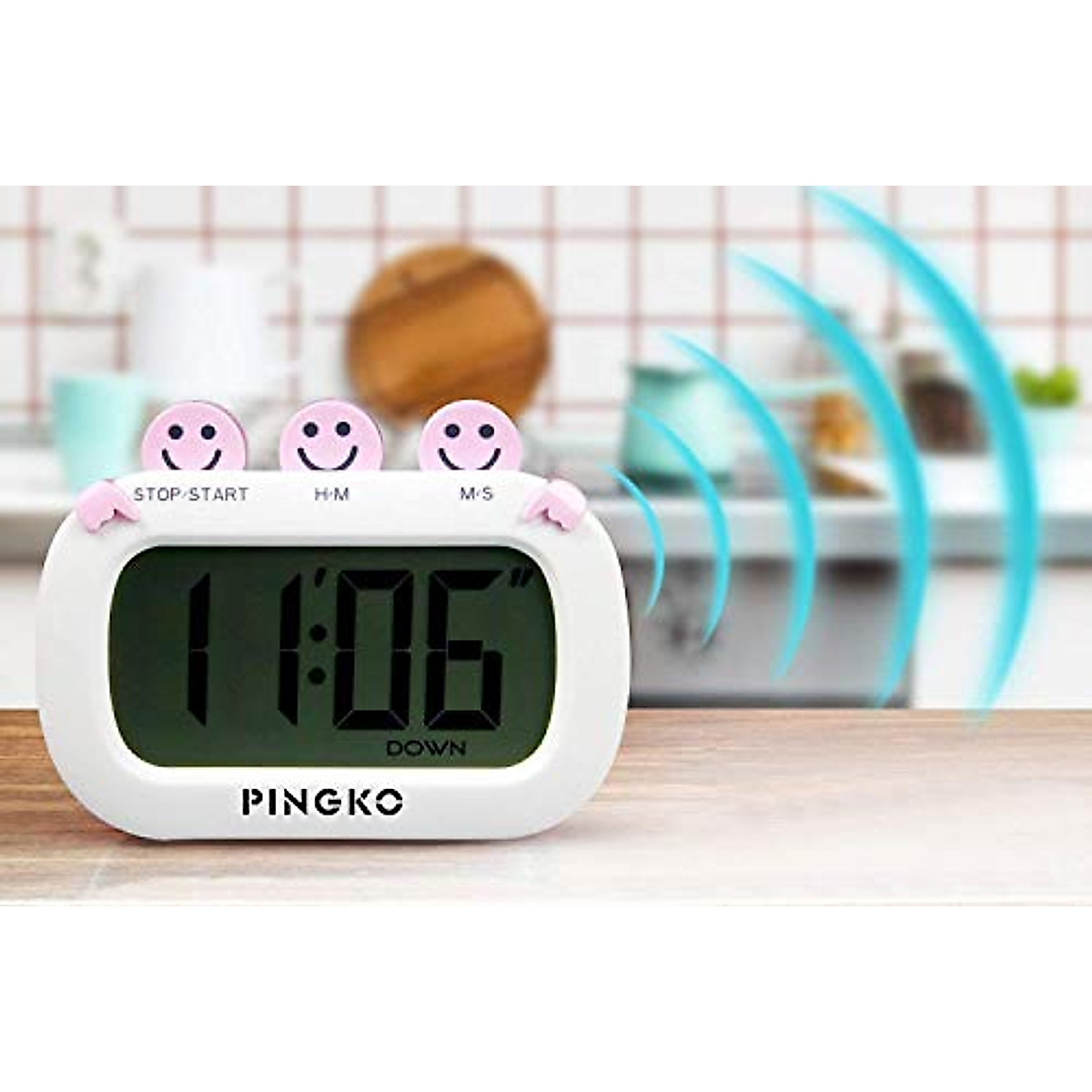 PINGKO Digital Kitchen Timer Fashion Design Clock Cooking Timer with Big Digits,Large LCD Display, Loud Alarm, Magnetic Backing Stand,Battery Included-Pink