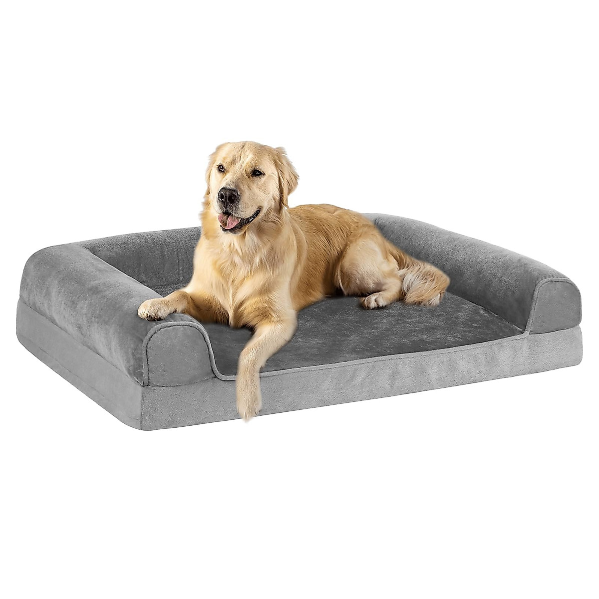 Sivomens Orthopedic Dog Bed for Large Dogs, Thick Egg-Crate Bolster Dog Bed with Sides, Removable Washable Cover and Nonskid Bottom Pet Sofa beds for Comfortable Sleep