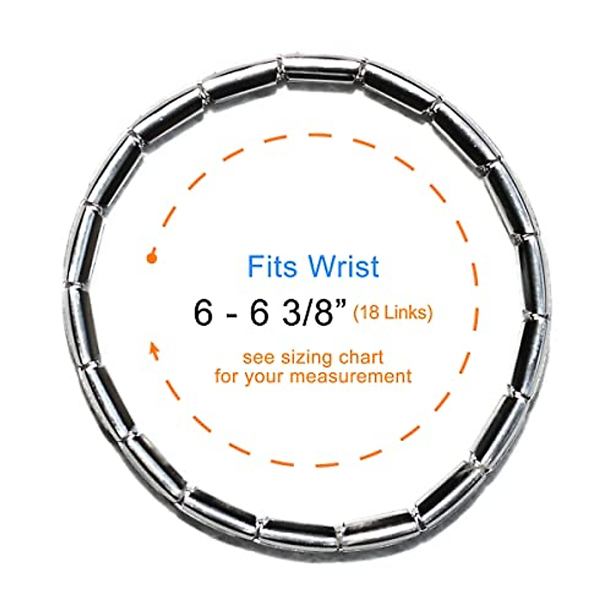 Dolceoro SB-001, Shiny Italian Modular Starter Charm Bracelet, 9mm wide Stainless Steel, 18 Links for wrist 6-6 3/8"