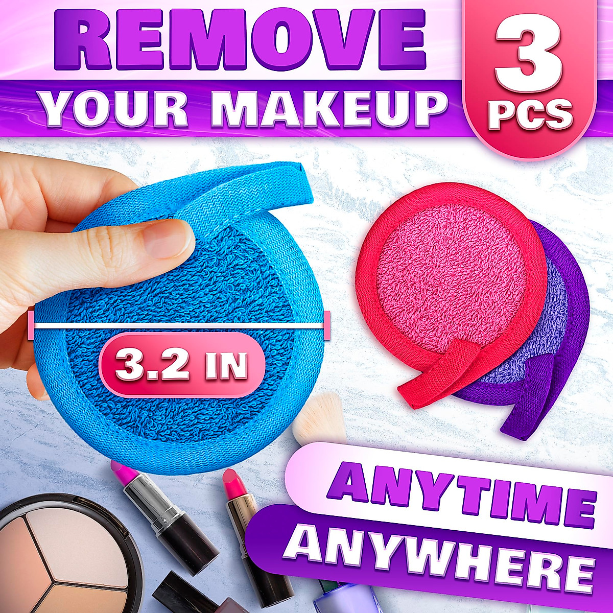 Makeup Remover Cloth Exfoliating Face Scrub - 3Pcs Microfiber Cloth Facial Blackhead Remover Reusable Eye Makeup Remover Pads Face Cleansing Wipes for Women, Men - Exfoliating Washcloth Acne Wipes