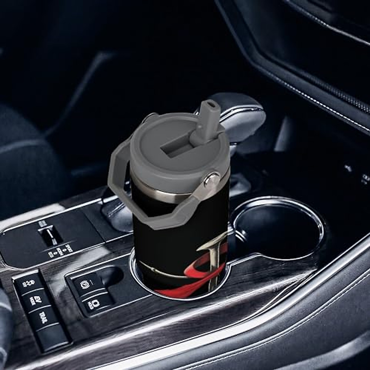 Faith Cross with Red Ribbon And Nails 30 OZ Insulated Tumblers with Handle And Straw Leakproof Vacuum Insulated Stainless Steel Water Bottle for Car Fishing Travel