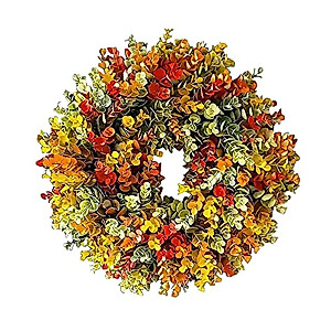 Thanksgiving Front Door Wreath Fall Winter, Christmas Wreaths Fall Door Grasses Pinecones Outside Decor Party Artificial White Welcome Sign Porch Wall Harvest Mantle Small Large Wreaths Foliage