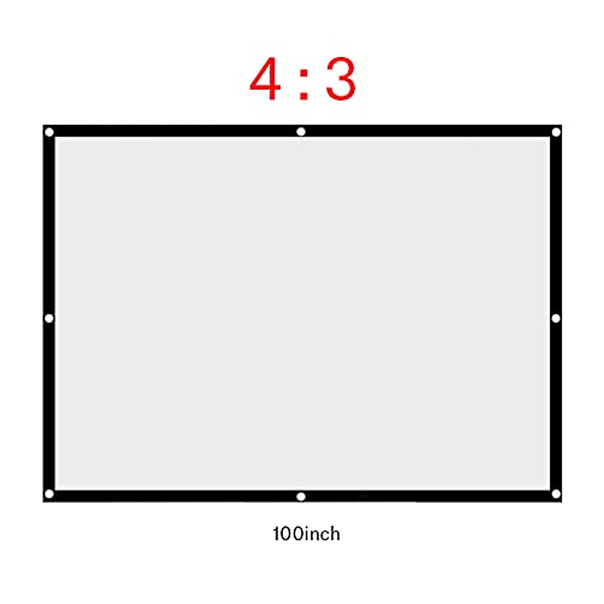 60-100 Inch Portable Foldable Non-Crease White Projector Curtain Projection Screen 4:3(100 inches)