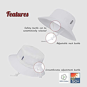 Ami&Li tots Baby Sun Hat Adjustable Sunscreen Bucket Sun Protection Summer Hat for Baby Girl Boy Infant Kid Toddler Child UPF 50+ White