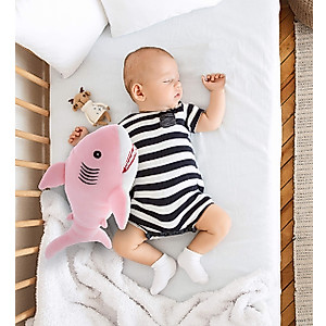DolliBu Baby Soft Plush Pink Shark Toy - Stuffed Animal Shark Plush for Boys and Girls, Sea Animal Toys and Shark Gifts for Kids, Teens and Adults, Ocean Stuffed Animal Plush Toy Shark - 12 Inches