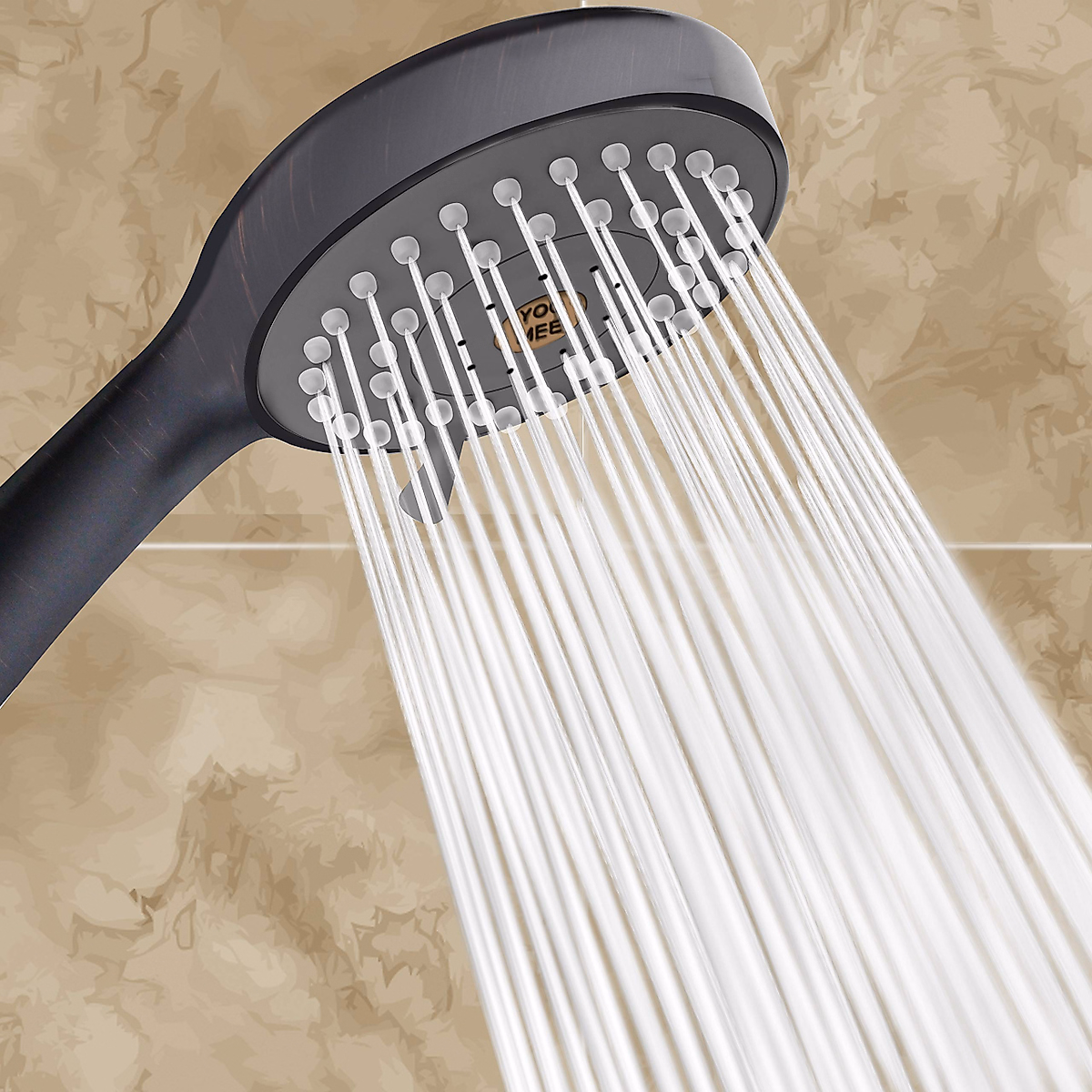 YOO.MEE High Pressure Handheld Shower Head with Powerful Shower Spray against Low Pressure Water Supply Pipeline, Multi-functions, w/Anti-Twist Hose, Bracket, Flow Regulator, Dark Oil Rubbed Bronze