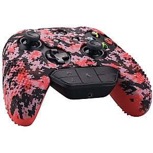 9CDeer 1 Piece of Studded Protective Customize Digital Camo Silicone Cover Skin Sleeve Case 8 Thumb Grips Analog Caps for Xbox One/S/X Controller Red Compatible with Official Stereo Headset Adapte