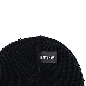 Armycrew 100% Acrylic Oversized XXL Thick GI Watch Cap Ribbed Knit Beanie Hat - Black - 2XL