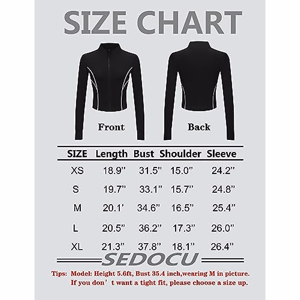 SEDOCU Women Workout Running Track Jacket Full Zip up Slim Fit Yoga Sports Athletic Jacket with Thumb Holes Black