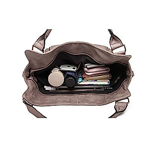 Women Tote Bag Handbags PU Leather Fashion Hobo Shoulder Bags with Adjustable Shoulder Strap, L,Khaki