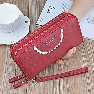 LCLWIN Lifecool RFID Wallets for Women PU Leather Blocking Zip Phone Case