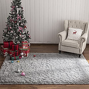 Guucha Premium Fluffy Area Rug, 5x7 Feet Soft and Fuzzy Shag Rugs for Boys Girls, Cozy Carpet for Bedroom Living Room Nursery with Strong Backing, Grey