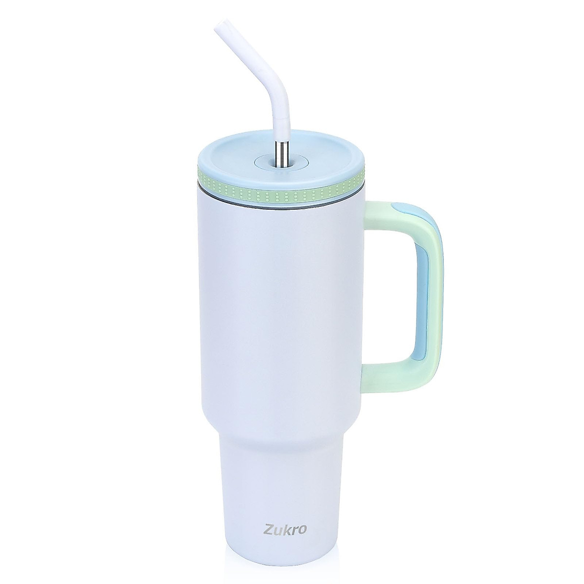 Zukro 40 oz Triple Insulated Tumbler with Handle and Straw Lid - Stainless Steel Cup Travel Mug Fits in Cupholder - No Sweat Water Bottle Keeps Drinks Cold 30 Hours - Dishwasher Safe -Fog
