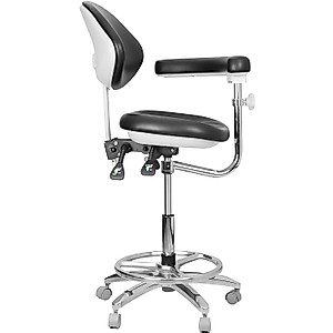 Mobile Adjustable Doctor's Stool Dental Assistance Chair Foot Control 360 Degree Rotation Armrest PU Leather QY-600M-B2