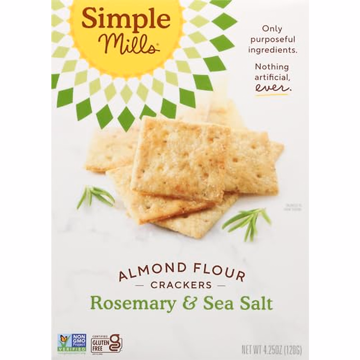 Simple Mills Almond Flour Crackers, Rosemary & Sea Salt - Gluten Free, Vegan, Healthy Snacks, 4.25 Ounce (Pack of 1)