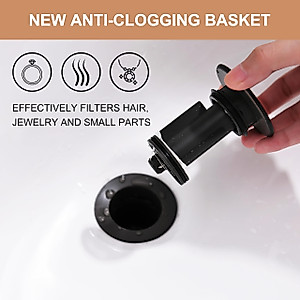 KENES Oil Rubbed Bronze Bathroom Vessel Pop Up Sink Drain, Vanity Faucet Sink Drain Stopper, Sink Drain Assembly Without Overflow Anti Clog Pop Up Drain