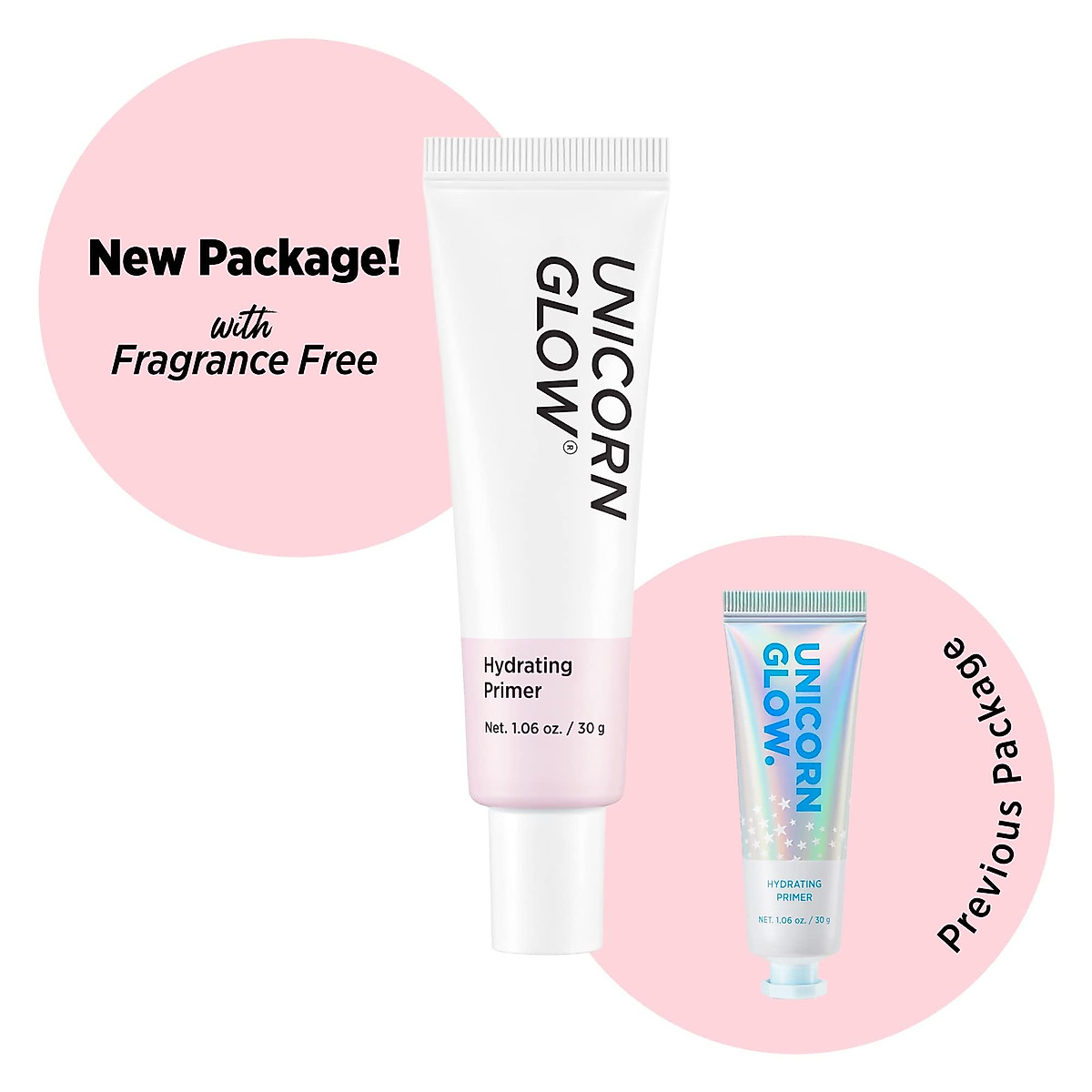 UNICORN GLOW Hydrating Primer - Makeup Grip Gel Primer Hydrating face primer, Pore blurring smoothing Long lasting make up Vegan Cruelty-Free [2023 Updated Package is White]