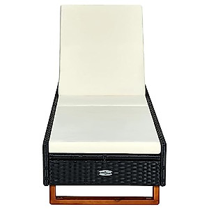 BUKSCYJS Sun Bathing Chair,Balcony Desk,Pool daybed,Patio Lounger Chair,Outdoor Lounge Set,Outdoor Lounge Set,Patio Day beds Outdoor,Sunbed with Cushion Poly Rattan Black