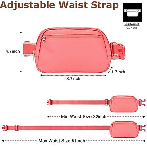 YAVIV Belt Bag Fanny Packs for Women and Men with Adjustable Waist and Crossbody Strap for Walking, Hiking, Running Workouts, and Daily Travel, Cute Designer Fashion, Barbie Pink