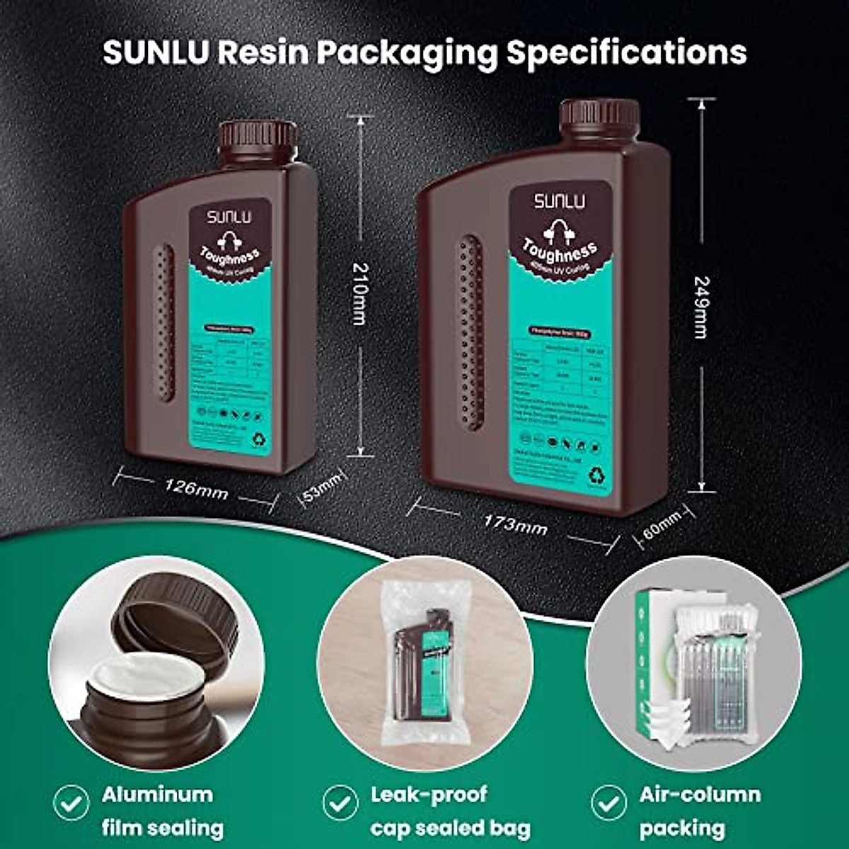 SUNLU High Tough 3D Printer Resin, Flexible Fast Curing 3D Resin for 2K 4K 8K LCD DLP SLA Resin 3D Printer, 405nm UV Curing 3D Printing Photopolymer Resin, 350J/m High Impact Resistant, 1KG, Grey