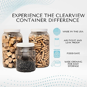 CLEARVIEW CONTAINERS | Airtight Pantry Containers for Arts & Crafts, Peanut Butter, Honey, Jams Flour, Sugar, DIY Slime, Coffee (128 Ounce Jar, 1 Pack)