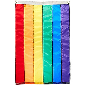 US Flag Factory 3x5 FT Rainbow Flag (Sewn Stripes) Outdoor SolarMax Nylon - Gay Pride Lesbian LGBT - UV Fading Resistant - Premium Quality - Made in USA