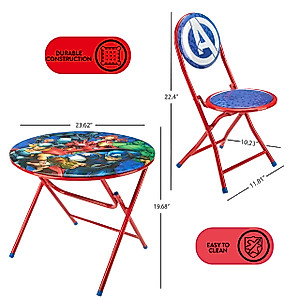 Marvel Avengers 3 Piece Foldable Round Table and Chair Set, Ages 3+