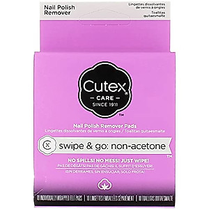 Cutex Care Swipe & Go Non-Acetone Nail Polish Remover Pads 10ct